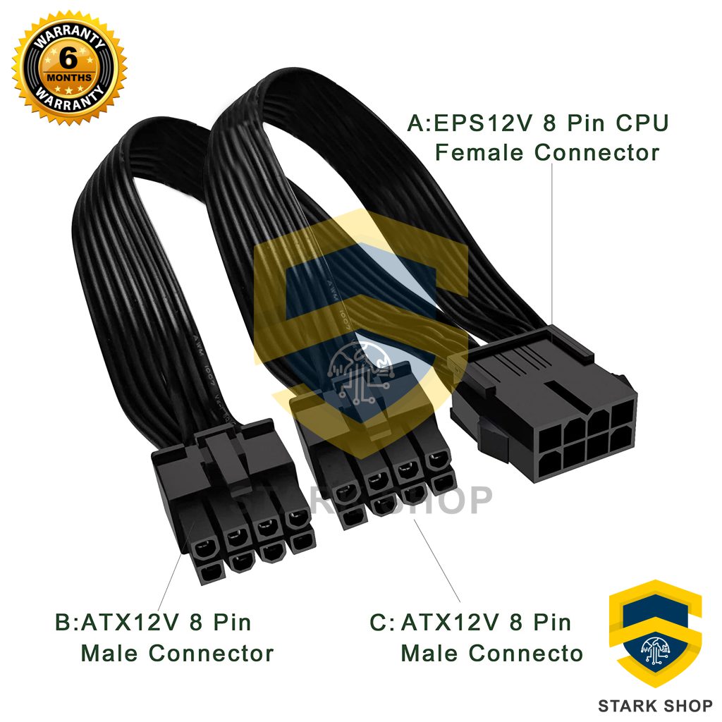 کابل تبدیل 8 پین cpu به 2 خروجی 8 پین سیپیو - فروشگاه استارک